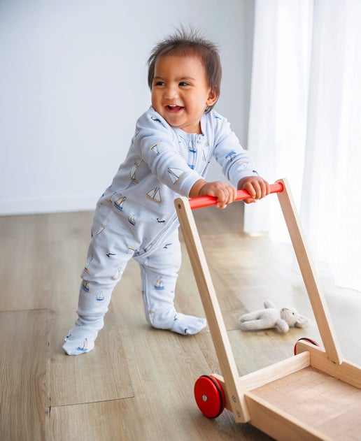 Babies' 2 Way Zip Growsuit in Blue Boats | Postie