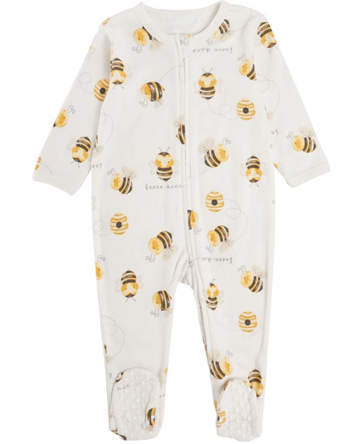Babies' 2way Zip Growsuit in Egret Bees | Postie