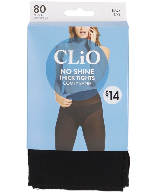 Clio No Shine Thick 80D Opaue Tights in Black | Postie