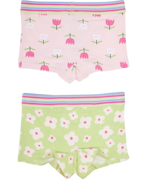 Girls' 2 Pack Playground Shorties in Pink Green Floral | Postie