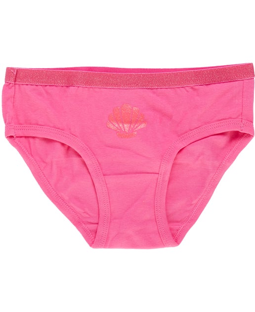 Girls' Metallic Waistband Brief in Pink Shell | Postie