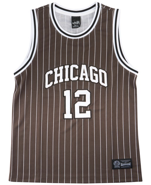Kids' Mesh Basketball Singlet in Chocolate Stripe | Postie