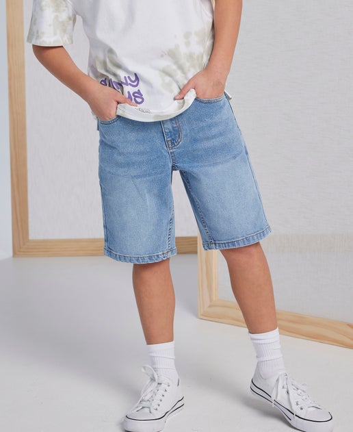 Kids' Relaxed Denim Jorts in Blue Wash | Postie