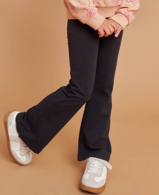 Little Girls Plain Flares in Black | Postie