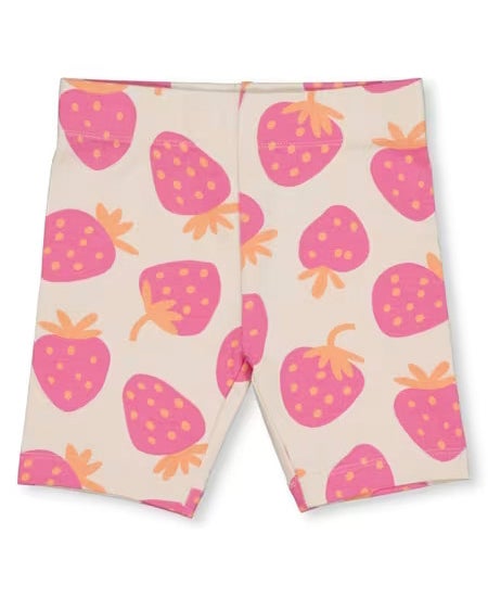 Little Kids' Print Bike Short in Whitecap Strawberries | Postie