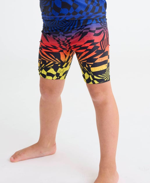 Little Kids' Print Knit Swim Short in Ombre Checker | Postie