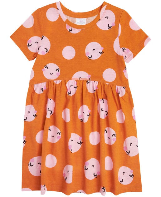 Little Kids' Print Knit Tee Dress in Ginger/blush Spot | Postie