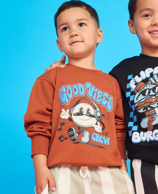 Little Kids' Print Sweatshirt in Gingerbread Vibes | Postie