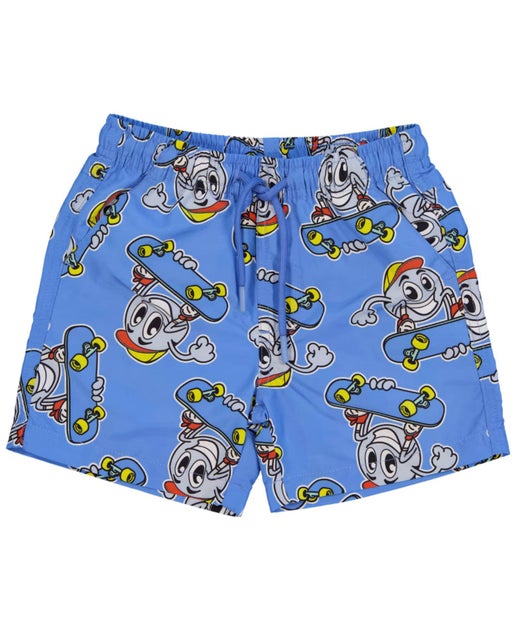 Little Kids' Print Volley Shorts in Blue Character | Postie