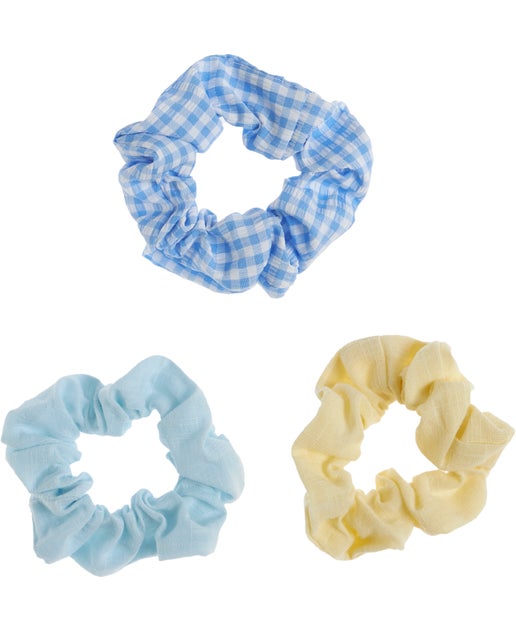 Scrunchie 3 Pack in Blue/yellow Multi | Postie