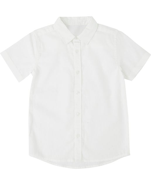 Little Kids' Short Sleeve Linen Blend Shirt in Bright White | Postie