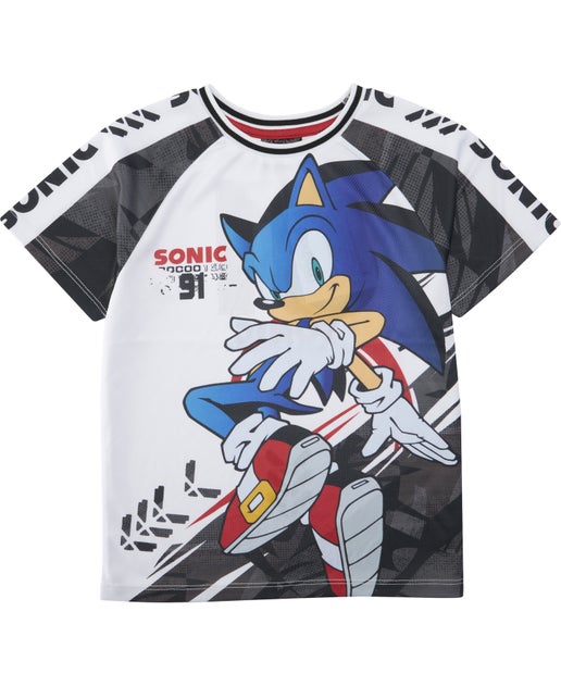 Little Kids' Short Sleeve Sonic Mesh Print Tee in White/black | Postie