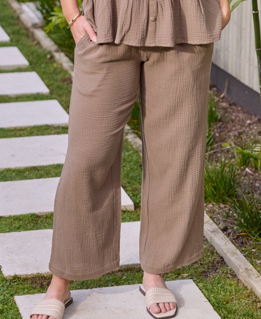 Women's Cotton Muslin Pants in Walnut | Postie