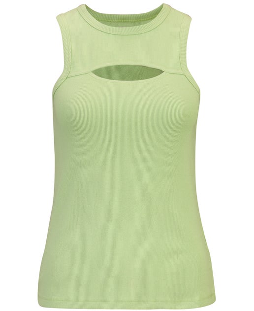 Women's Cut Out Rib Top in Foam Green | Postie