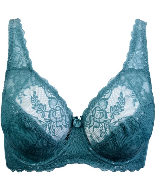 Women's Full Figure Lace Underwire Bra in Blue Coral | Postie