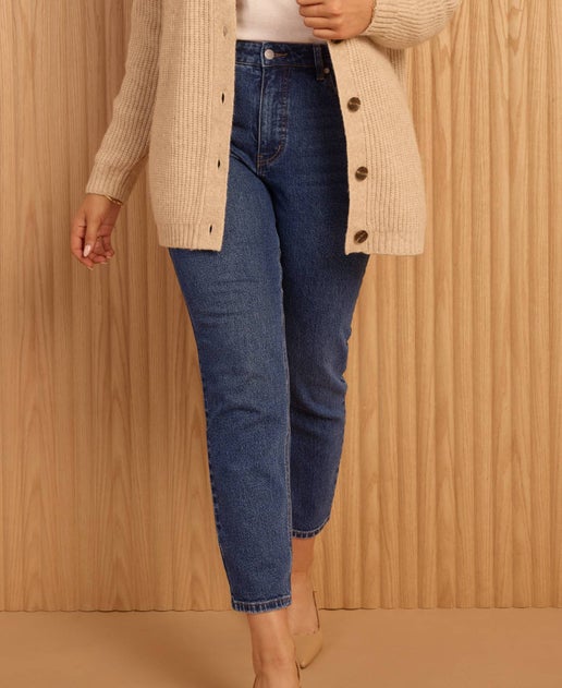 Women's Mom Jean in Dark Denim | Postie
