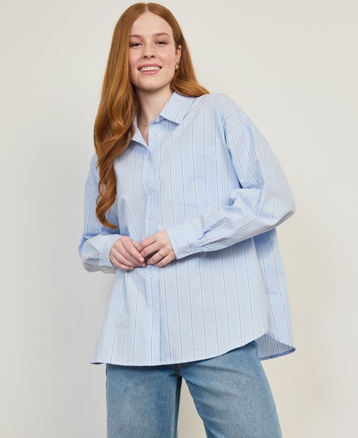 Women's Relaxed Fit Shirt in Blue Stripe | Postie