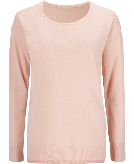 Women's Step Hem Super Soft Jumper in Peach Pink | Postie